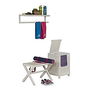 New Ridge Home Goods Abingdon Solid Birch Wood Mobile Hamper with Lid, Medium, White