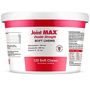 Joint MAX Double Strength Soft Chews for Dogs - Vitamins, Minerals, Antioxidants - Glucosamine, Chondroitin - Beef Flavor - Maximum Joint Health Supplement - 120 Chews