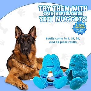 Yeti Puff and Play Dog Toy - Dog Chew Holder - Fun Stimulating Chew Toy for Teething, Behavior Training for Light to Moderate Chewers - Interactive Nuggets Treats Dispenser Puzzle - Yeti Blue