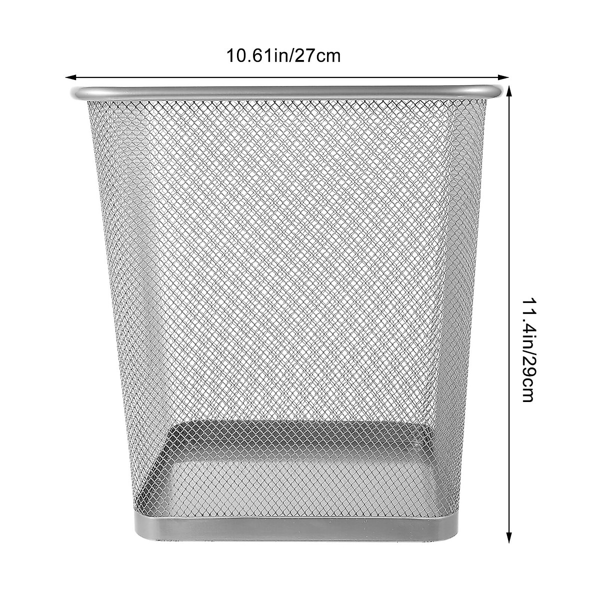 Kichvoe Metal Mesh Waste Basket Iron Square Trash Can Wire Garbage Container Lightweight Waste Paper Bins for Home Office Bedroom Bathroom Kitchen Silver