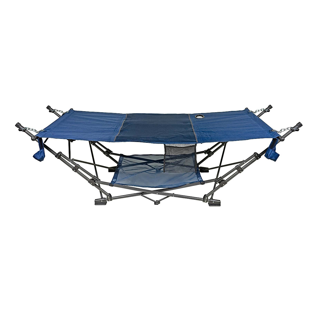Zenithen Limited Outdoor Indoor Portable Foldable Metal Framed Lounge Hammock Furniture for Camping, Backyard, and Patio, Full Sized Hammock with Storage, Blue