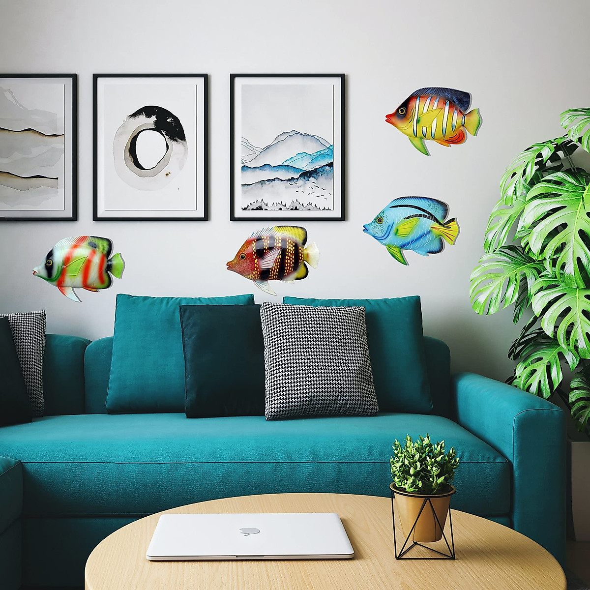 Tropical Fish Wall Decor Black Hanging Wall Art Décor Sculpture Statues Ocean Sea Decorations For Home Nursery Office Garden Patio Fence Bathroom Yard Pool Indoor Outdoor Beach Nautical Theme Fish6