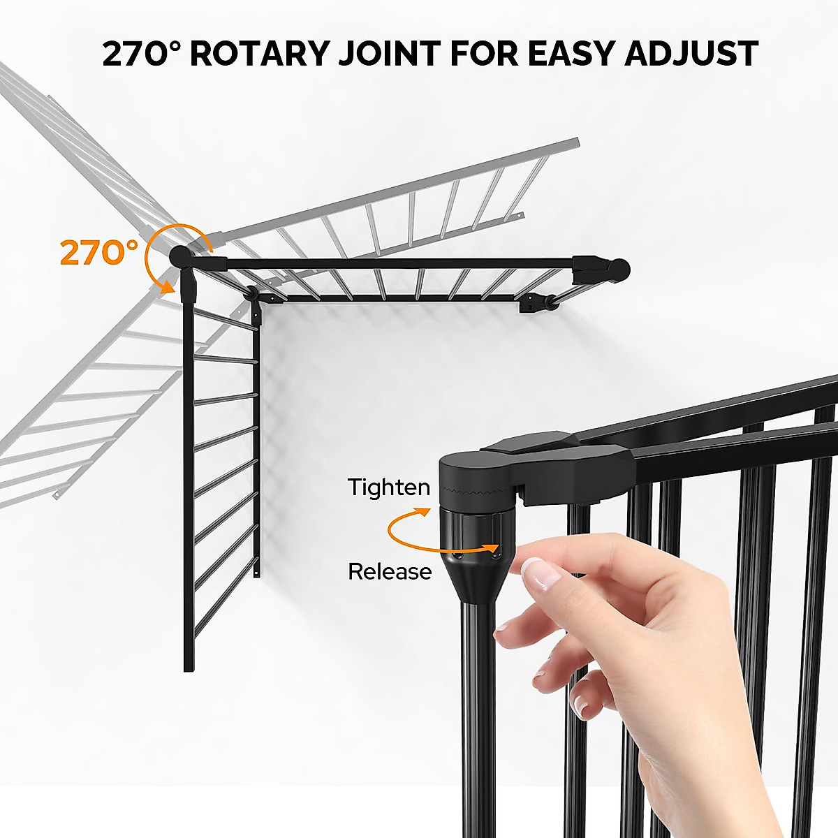 Bonnlo 120 Inches Wide Configurable Baby Gate Fireplace Safety Fence/Guard Adjustable 5-Panel Metal Play Yard for Toddler/Pet/Dog Christmas Tree Fence, Includes 4 Pack of Wall Mounts, Black