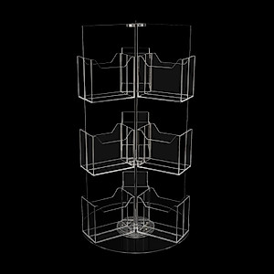 WUPYI Rotating Display Stand,3 Tier 12 Pocket Spinning Acrylic Business Card Holder Tabletop Greeting Cards Display Stand for Office Retail Trade