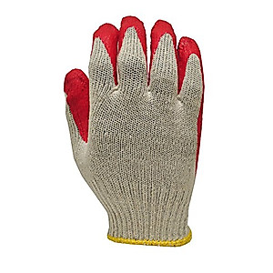 G & F Products 3106-10 String Knit Palm, Latex Dipped Nitrile Coated Work Gloves For General Purpose, 10-Pairsper Pack, Red, Large