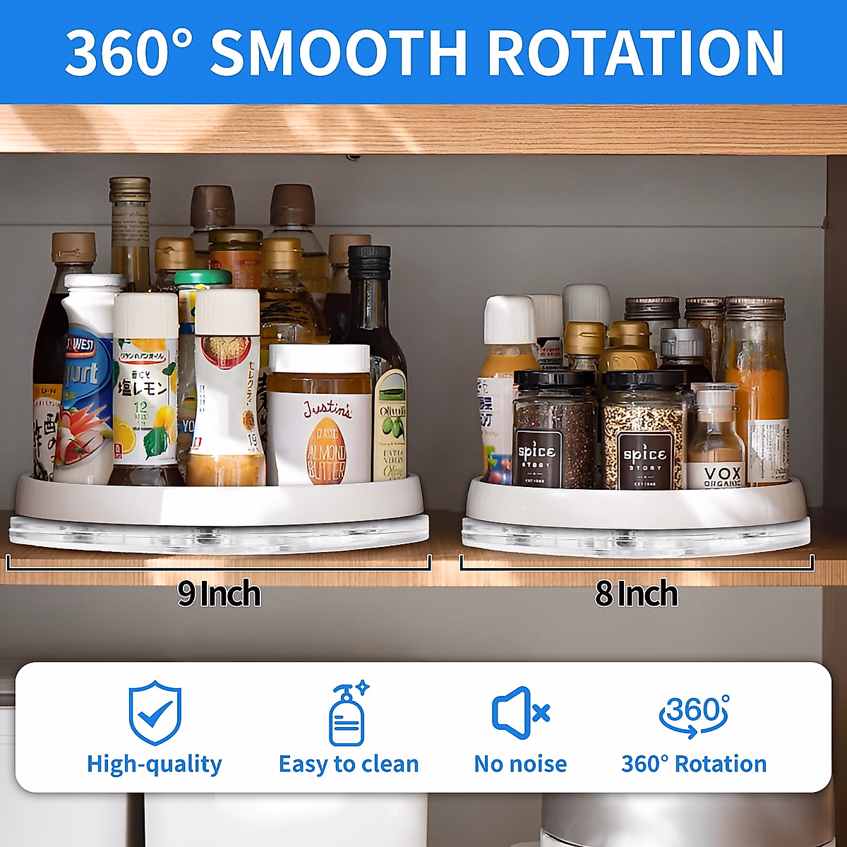 TamBee 2PC 6 inch Lazy Susans Turntable Organizer White Acrylic for Spice Rack Table Cake Kitchen Pantry Decoratin