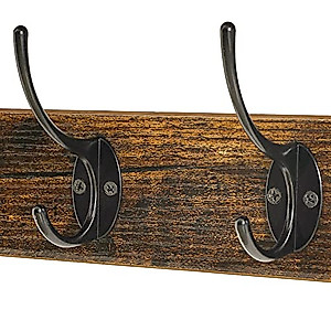 YMYNY Coat Rack Shelf Wall Mounted, Coat Hooks Set of 2, Entryway Coat Hanger with 8 Hooks, 31.5" Wall Floating Shelf with Hat Rack, for Kitchen, Bedroom, Bathroom, Rustic Brown UHWS001H-2