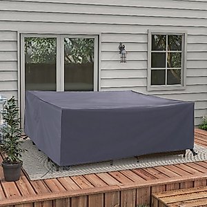 Yoneesn Garden Furniture Covers, Patio Furniture Waterproof Cover with Air Vent , 600D Outdoor Sofa Cover for outside Rectangle/Rectangular Table and Chair Set, rattan furniture set
