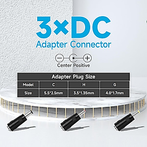 UL Listed AC 100-240V to DC 12V 2A/2000mA Power Supply Adapter, 24W Adapter with 3 Tips for LED Strip Lights, Keyboard, BT Speaker, Router, Monitor, Webcam, DVR, NVR, CCTV Camera