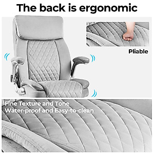 HOMYEDAMIC Velvet Ergonomic Office Chair, Adjustable Arms Wide Managerial Executive Home Desk Computer Chair Big and Tall with High Back Lumbar Support Wheels Comfortable(7013-Grey1)