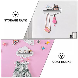 YaptheS Wood Floating Shelf, Cloud Shelves White Cloud Shape Wood Floating Shelf Coat Hanger Storage Rack Nursery Accessories, Nursery Accessories