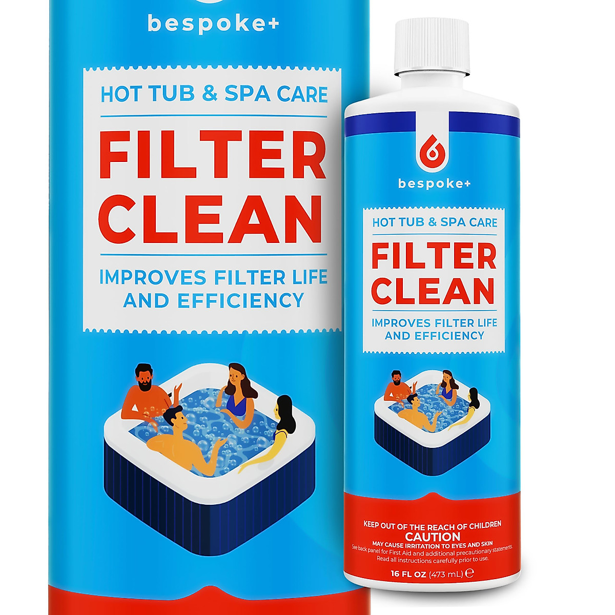 Bespoke+ Spa Filter Cleaner for Hot Tubs - 1-Hour Cartridge Filter Cleaner Soak Solution, Hot Tub Filter Cleaner Soak & Pool Filter Cleaner for Pool Cartridges | HotTub & Spa Filter Cleaner Soak 16oz