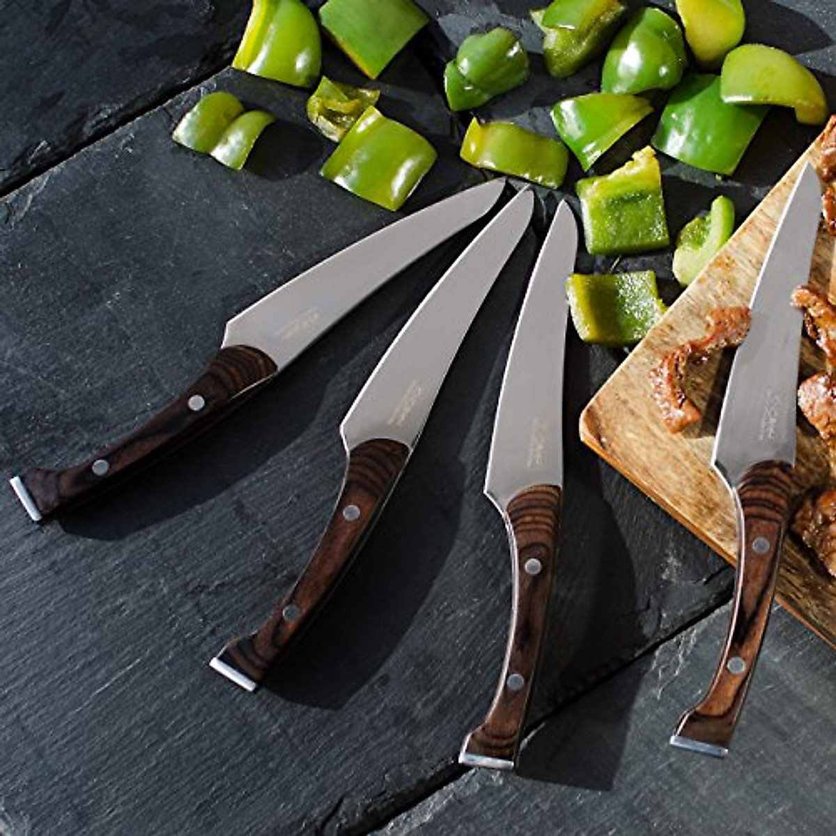 Knork Pakkawood Steak Knife, 4Piece (Set of 4), Silver