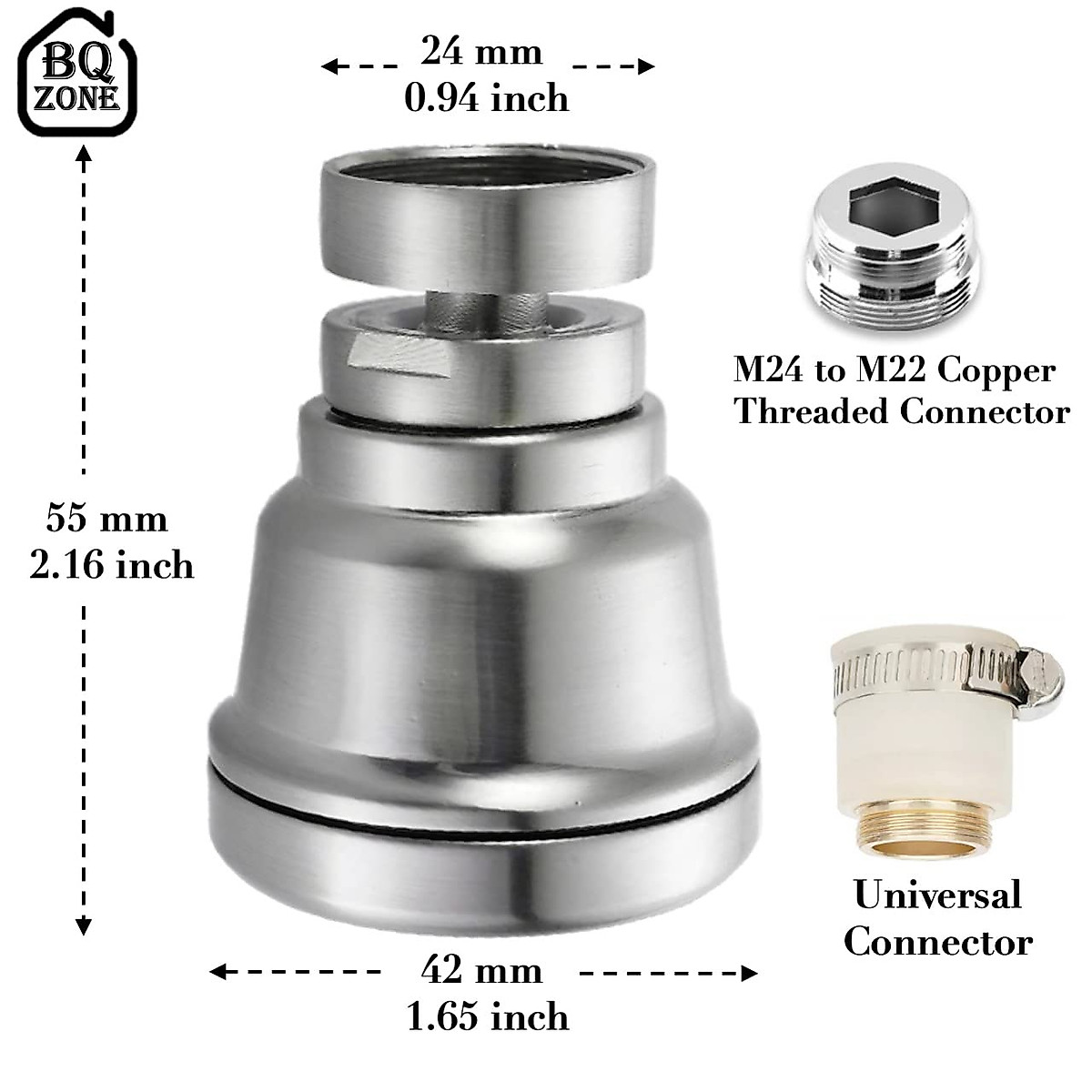 Kitchen Faucet Head Replacement,Faucet Sprayer Attachment for Kitchen Sink,Kitchen Tap Head Rotatable,Anti-Splash Kitchen Faucet Nozzle Head,Water Saving Faucet Aerator for Sink (Brushed Nickel)