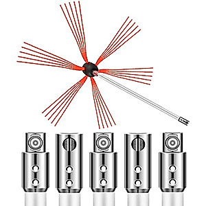 VEVOR Chimney Sweep Kit 20FT Length, Chimney Brush Kit with 6 Nylon Flexible Rods, Rotary Chimney Cleaning Kit Driven by Drill, Chimney Cleaning Tool Kits for Sweeping Fireplace Flue