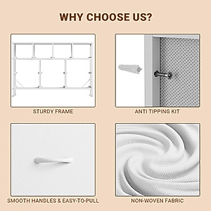 YaFiti Dresser TV Stand with Power Outlet, 43" Long Dresser for Bedroom with 10 Fabric Drawers, Chest of Drawers for Living Room, Hallway (White)