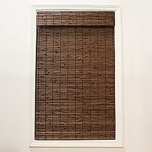 Radiance 2216312E Cordless Dockside Flatstick Bamboo Roman Shade, Cocoa, 35 in. W x 64 in. L