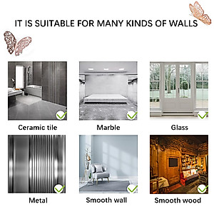 3D Butterfly Wall Stickers, Removable Metallic Wall Decals Fridge Sticker Room Mural Decoration for Kids Bedroom Nursery Classroom Party Wedding Decor DIY Gift, Rose Gold, 36Pcs
