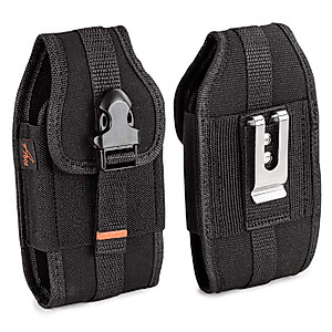Agoz Zebra TC52 TC57 Scanner Holster, Rugged Vertical Case Pouch for Zebra TC51 TC52 TC55 TC56 TC57 TC20 TC21 TC25 TC26 MC40 MC45 Mobile Handheld Scanner, Metal Belt Clip Loop,Card Holder,Front Buckle