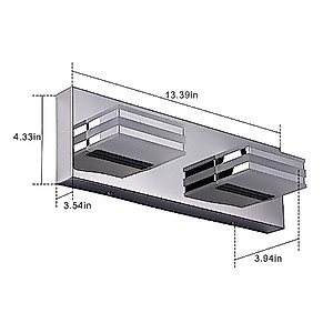 yumcrelect LED Vanity Light, 12W Light Mirror Front Vanity Lamp Modern Acrylic Stainless Steel Bath Wall Vanity Lighting Over Mirror Chrome 2-light Bathroom Bedroom Lighting Fixtures