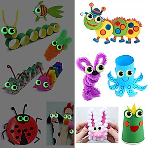 TOAOB 400pcs Glow in The Dark Wiggle Googly Eyes Self Adhesive Luminous Googly Eyes 15mm 18mm 20mm 24mm Plastic Sticker Eyes for DIY Crafts Scrapbooking Decoration
