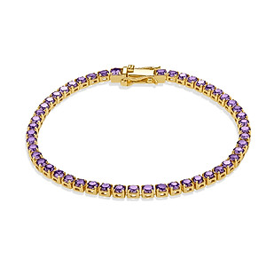 Milla Cubic Zirconia Tennis Bracelets for Women - 14K Gold Plated Bracelets for Women - Purple Bracelets, Green Bracelets, Red Bracelets for Women & More (Purple - 7 inches)