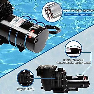 TOPWAY 2HP 110v Swimming Pool Pump 111GPM Filter Garden lnground and Above Ground Pools Water Pump