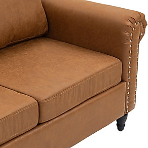 J.C.UP 60’’ Loveseat Sofa Couch，Love Seat for Small Spaces, Upholstered 2 Seat Sofa Couches, Small Sofas with Solid Wood Legs Suitable for Living Room, Bedroom, Apartment