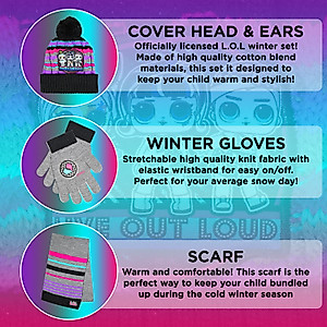 L.O.L Surprise! Girls and Toddler Winter Hat and Glove Set, Kids Winter Hat with Scarf and Toddler Hat and Glove Set