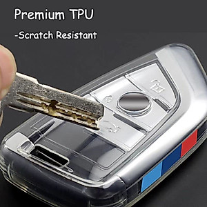 IUIU for BMW Key Fob Cover Clear, Premium Soft Full Protection Fob Case Shell for BMW 1 2 3 5 6 Series, X1 X2 X3 X5 X6 X7