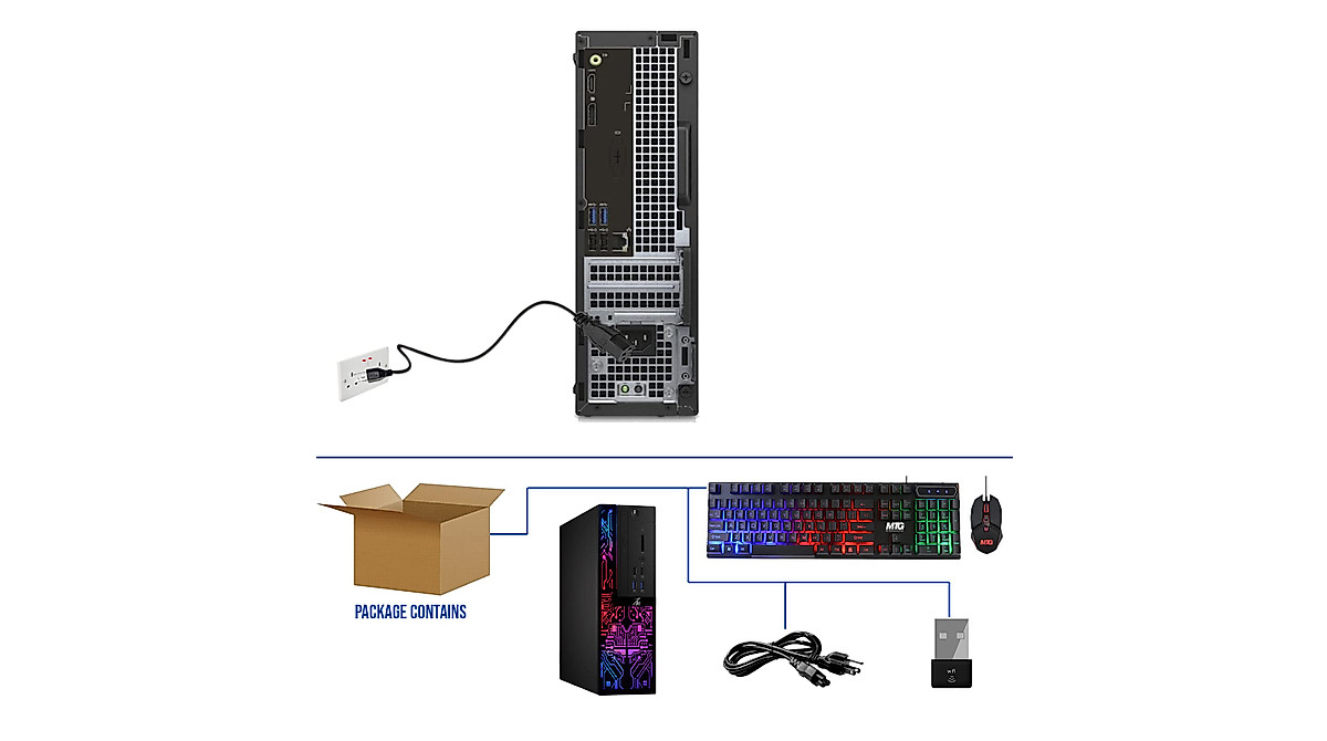 Renewed Gaming Desktop PC with Intel Core i3, 16GB RAM, 22 Inch Monitor