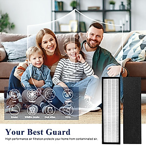 4 Pack HEPA Filter B FLT4825 Replacement for Air Purifier Filter, Fit AC4825 AC4300 AC4800 AC4900 AC4850, Premium HEPA Filter and 8 Activated Carbon Pre-Filter by TOMOON