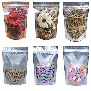 AwePackage 100 Pack of 7 x10 Airtight Zipper Stand Up Pouch Bag - Clear Front Aluminum Foil Back Heat Sealable Zip Lock