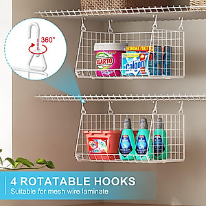 3-Tier Hanging Laundry Basket Organizer：Foldable Wire Shelf Laundry Room Organizer with 360°Rotating Hooks Space Saving Over Washer and Dryer Shelves - Metal laundry organization and storage, white