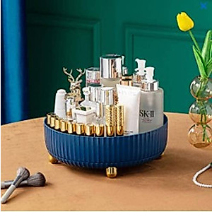 NA Cosmetics Storage Box Rotatable Desktop Skin Care Product Storage Basket Finishing Box Household Light Luxury Storage Box Tray, White, 22x7.5ccm