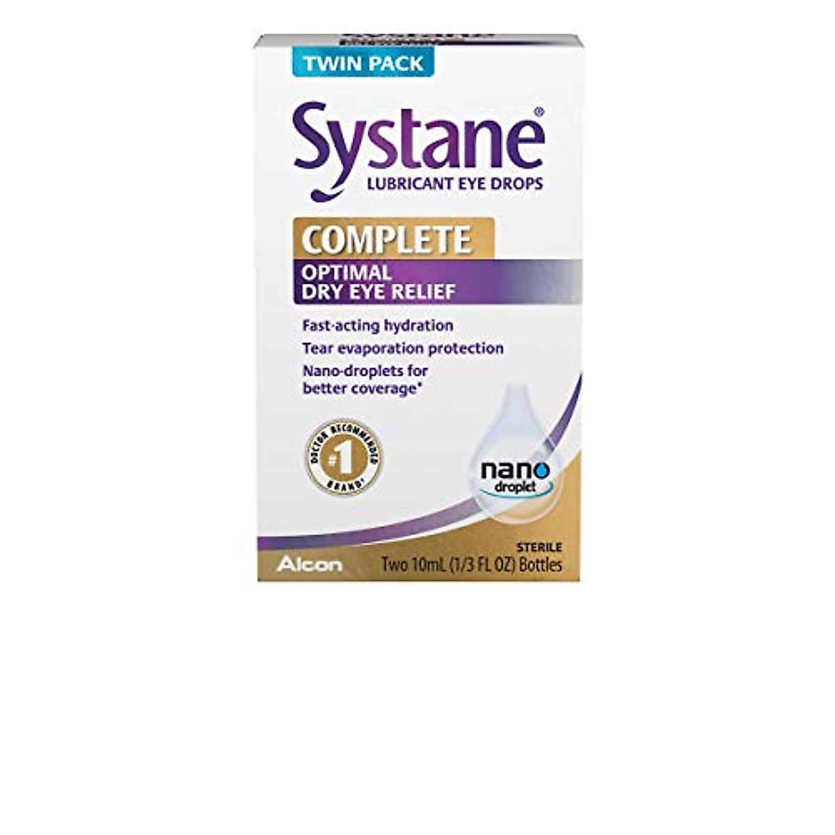 Systane Complete Lubricant Eye Drops, 0.34 Fl Oz, 2 Count (Pack of 1)