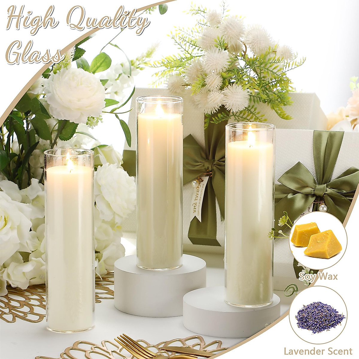 FoldTier 12 Pcs White Devotional Candles in Glass 2 x 8 Inches Catholic Candles Soy Wax Votive Prayer Candles Long Burning Religious Candles for Christmas Sanctuary Vigils Blessing Church Meditation