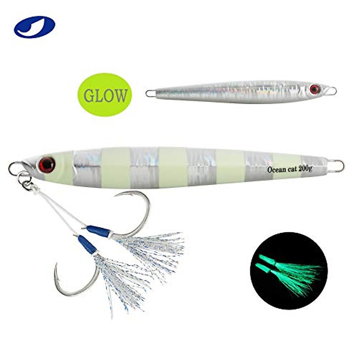 OCEAN CAT 1 PC Lead Metal Flat Slow Fall Pitch Fishing Jigs Lures Sinking Vertical Jigging Bait with Butterfly Hook for Saltwater Fishing Size 40g 80g 120g 160g 200g (Silver, 120g)