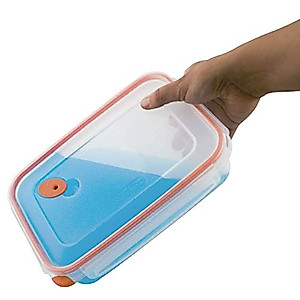 Sterilite 03211106 Ultra-Seal 5.8 Cup Microwave-Safe Food Storage Container with Steam Release Vent, Clear/Orange