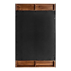 Kate and Laurel Kincaid Farmhouse Wood and Metal Framed Mirror, 20 x 36, Rustic Brown and Black, Chic Rectangle Mirror for Wall