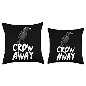 Crow By VM Away Black Funny Women Crow Love Birds Throw Pillow, 18x18, Multicolor
