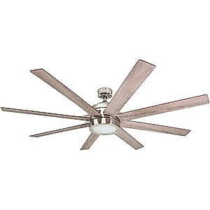 Honeywell Ceiling Fans Xerxes Modern 62 Inch Ceiling Fan with Light, Remote Control Fan, LED Indoor Fan with 8 Blades, French Oak and Gray Oak Blade Finish Options, Brushed Nickel (50608-01)