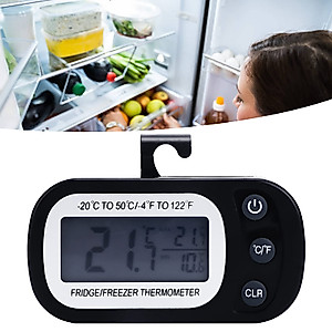 Refrigerator Thermometer - Waterproof Freezer Thermometer Digital Temperature Tester Freezer Temp Gauge with LCD Display & Magnetic Back for Kitchen Home Restaurants, 3 Ways to Place
