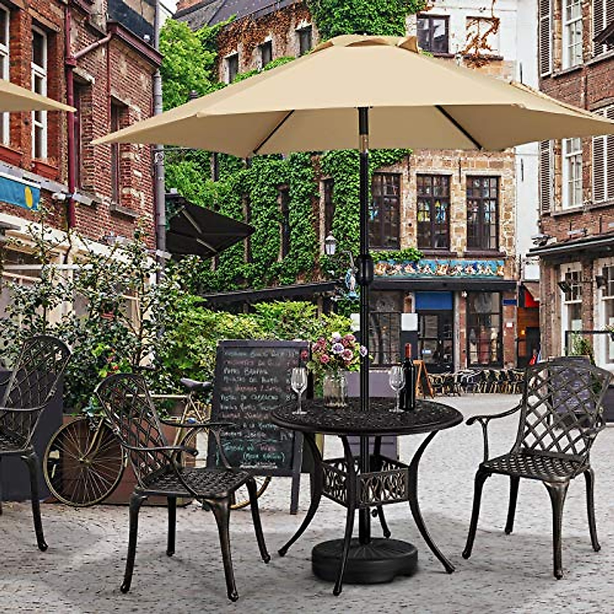 Yaheetech Aluminum Arm Dining Chairs Set of 4, Outdoor Patio Bistro Dining Set with Hollow Design of Back, Metal Chairs for Garden Yard Deck, Bronze