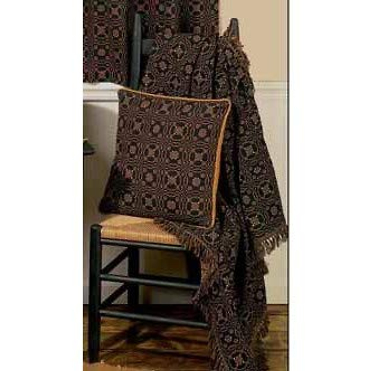 Home Collections by Raghu Lover's Knot Jacquard Black and Mustard 50" x 60" Afghan