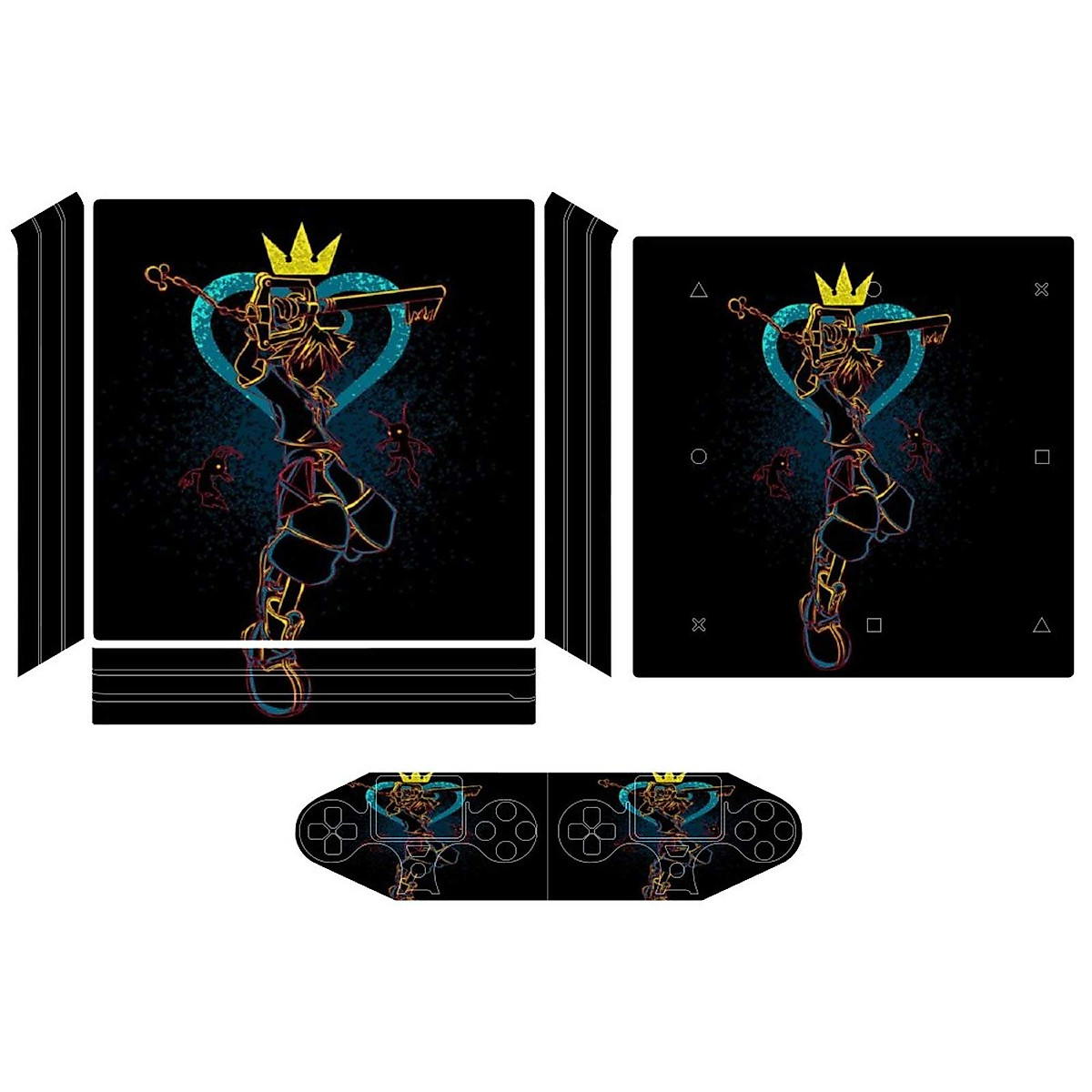 Shadow Of Hearths Kingdom Hearts Compatible with PS4 Pro controller and console skin sticker protective cover wireless/wired gamepad controller