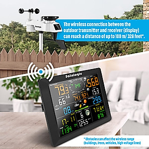 Sainlogic WiFi Weather Station, 10.2 inch large Display Wireless Weather Station, Weather Stations wireless indoor with Rain Gauge and Wind Speed, Weather Forecast, Wind Gauge, Wunderground