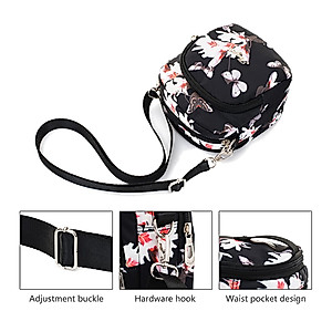 Artwell Small Crossbody Purse Bag for Women Multi-Pocket Flower Nylon Shoulder Bag Cellphone Purse (Flower)