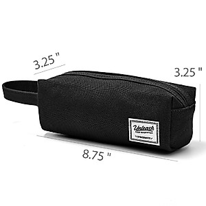 SPACEMATE Pencil Case Pouch Bag School Supplies for Girls and Boys, Heavy Duty Canvas Aesthetic Pen Case, Simple Zipper Stationery Bag for Women Men Adults, Black, 1200ml