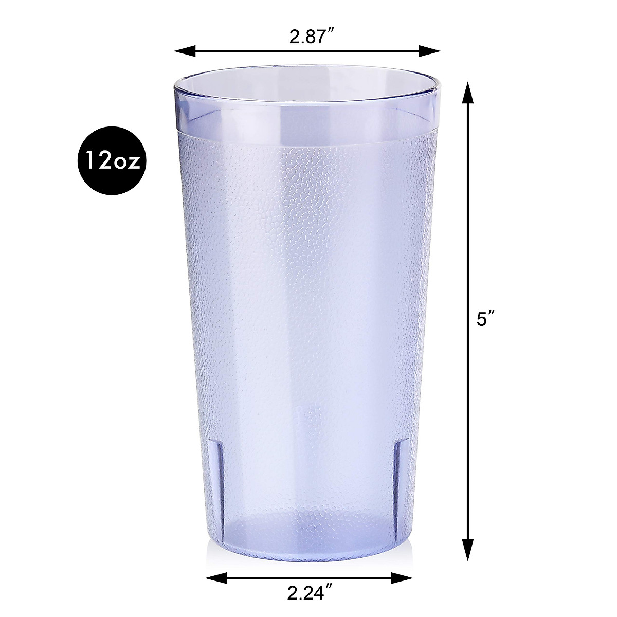 New Star Foodservice 46281 Tumbler Beverage Cup, Stackable Cups, Break-Resistant Commercial SAN Plastic, 12 oz, Blue, Set of 12